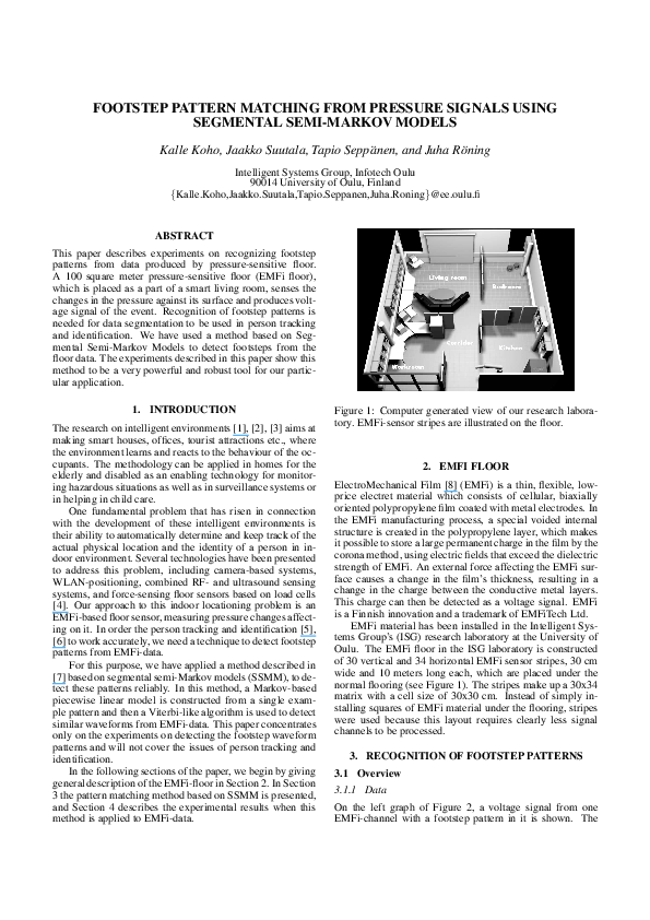 Pdf Footstep Pattern Matching From Pressure Signals Using Segmental Semi Markov Models