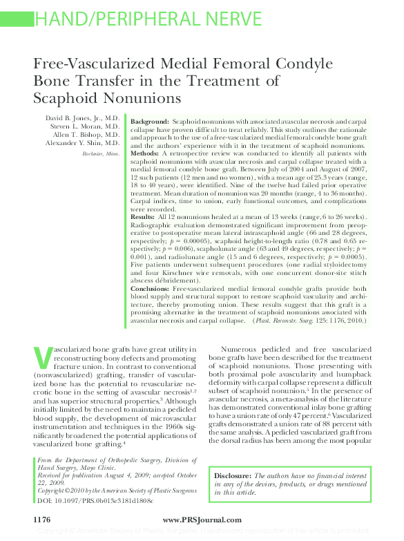 (PDF) Free-Vascularized Medial Femoral Condyle Bone Transfer in the ...