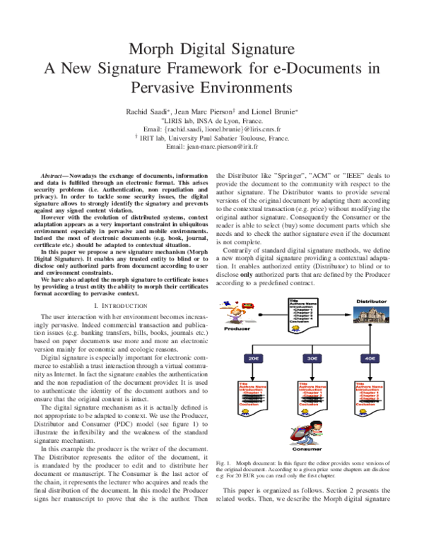 (PDF) Morph Digital Signature A New Signature Framework for e-Documents ...