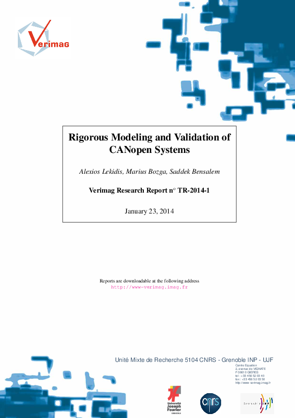 (PDF) Rigorous Modeling and Validation of CANopen Systems