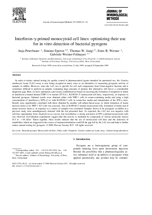 (PDF) Interferon-γ-primed monocytoid cell lines: optimizing their use ...