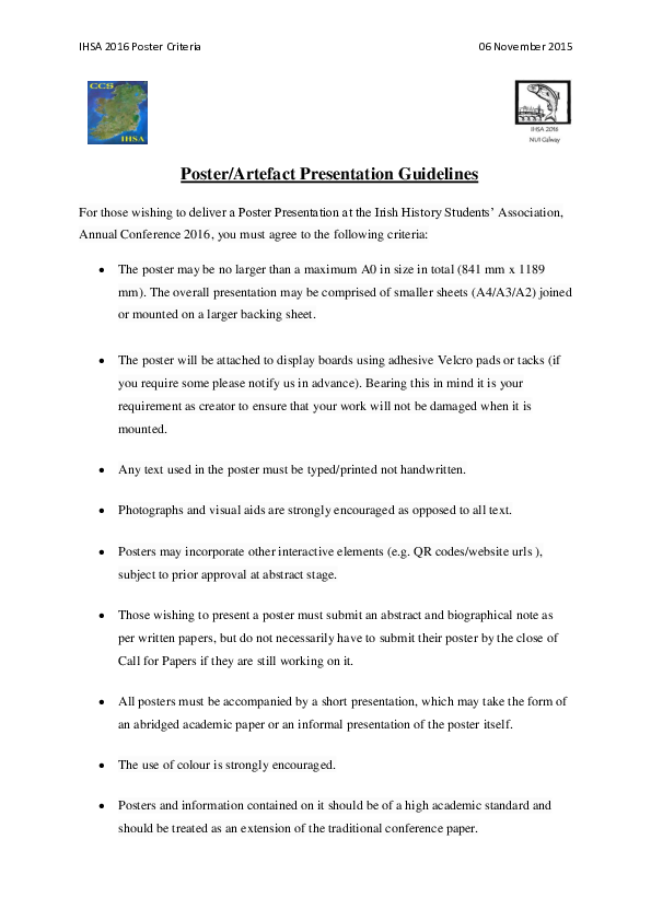 (PDF) IHSA/CCS 2016 Poster & Audio Visual Presentation Guidelines