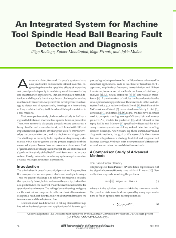 Pdf An Integrated System For Machine Tool Spindle Head Ball Bearing
