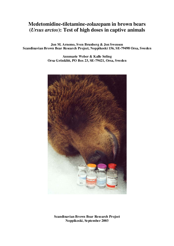 (PDF) Medetomidine-tiletamine-zolazepam in brown bears (Ursus arctos ...