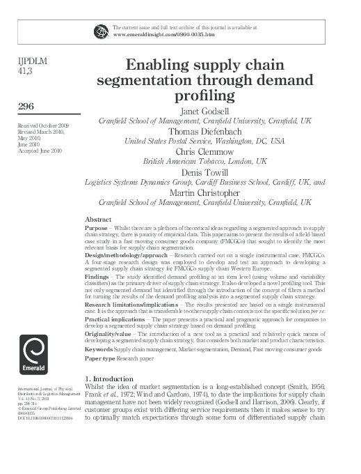 (PDF) Enabling supply chain segmentation through demand profiling