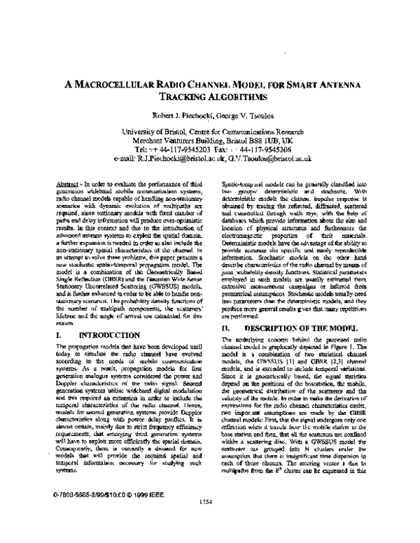 (PDF) A macrocellular radio channel model for smart antenna tracking ...