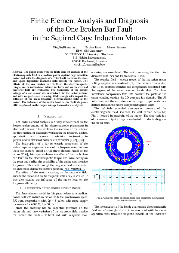 (PDF) Finite element analysis and diagnosis of the one broken bar fault in the squirrel cage ...