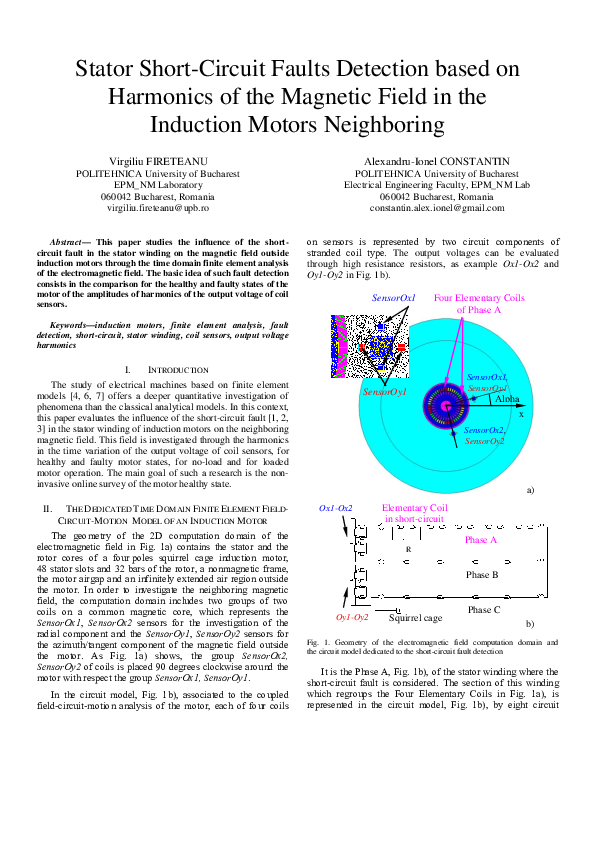 (PDF) Stator short-circuit faults detection based on harmonics of the magnetic field in the ...