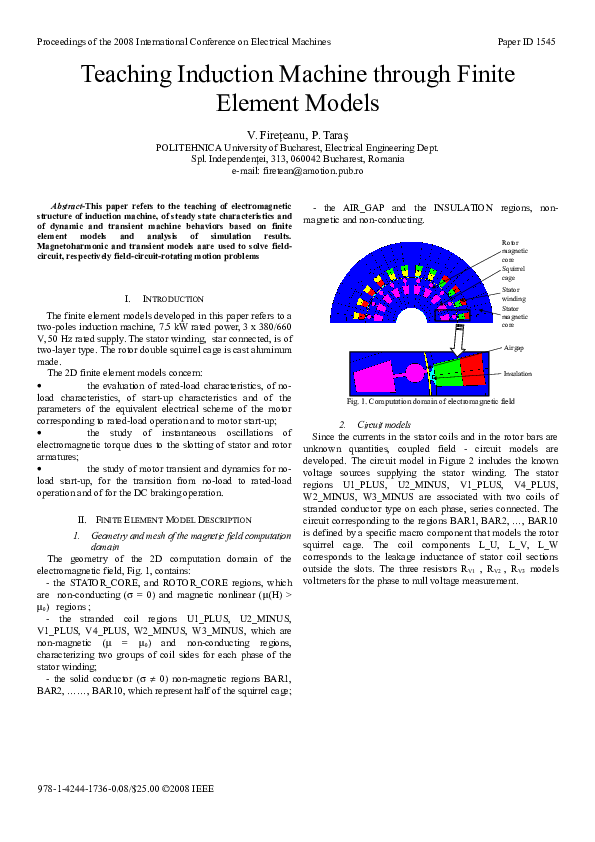 Doc Teaching Induction Machine Through Finite Element Models