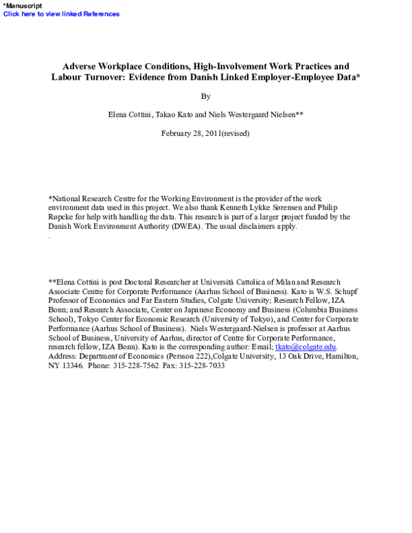 (PDF) Adverse workplace conditions, high-involvement work practices and ...