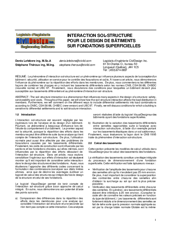 (PDF) INTERACTION SOL ET STRUCTURE BATIMENTS ET OUVRAGES