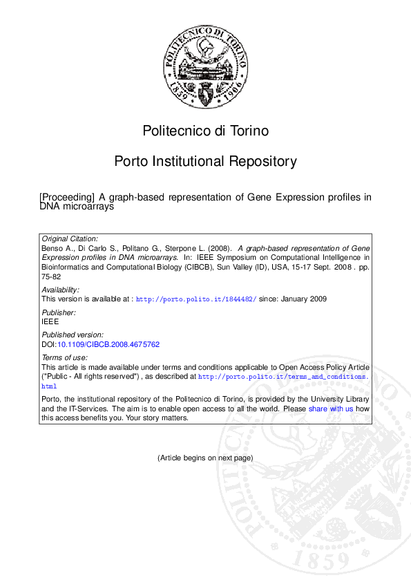(PDF) A graph-based representation of Gene Expression profiles in DNA ...