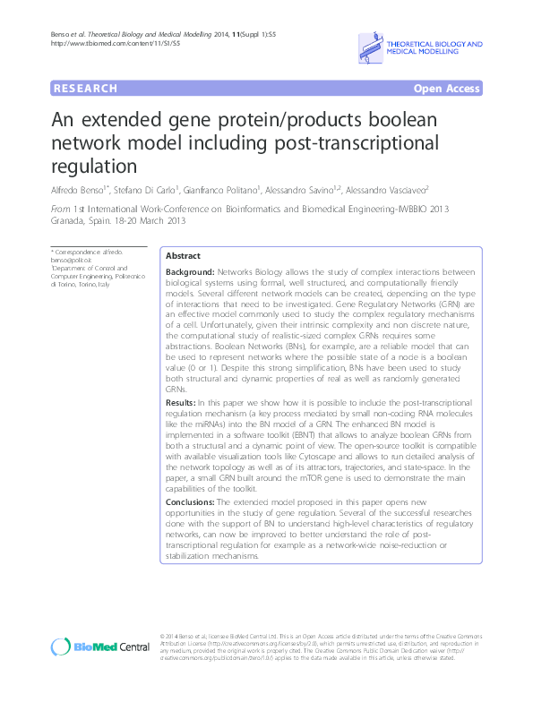 Pdf An Extended Gene Protein Products Boolean Network Model Including
