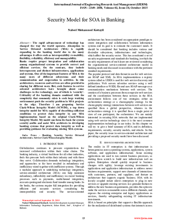 (PDF) Security Model for SOA in Banking