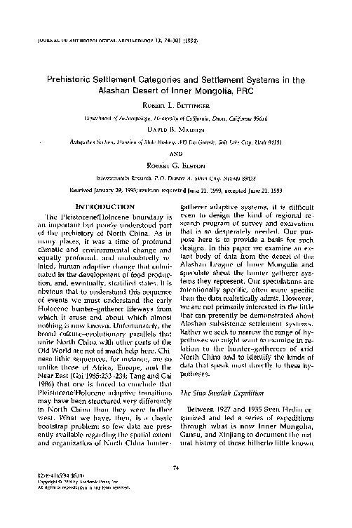 (PDF) Prehistoric Settlement Categories and Settlement Systems in the ...