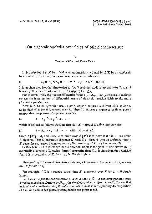 (PDF) On algebraic varieties over fields of prime characteristic ...