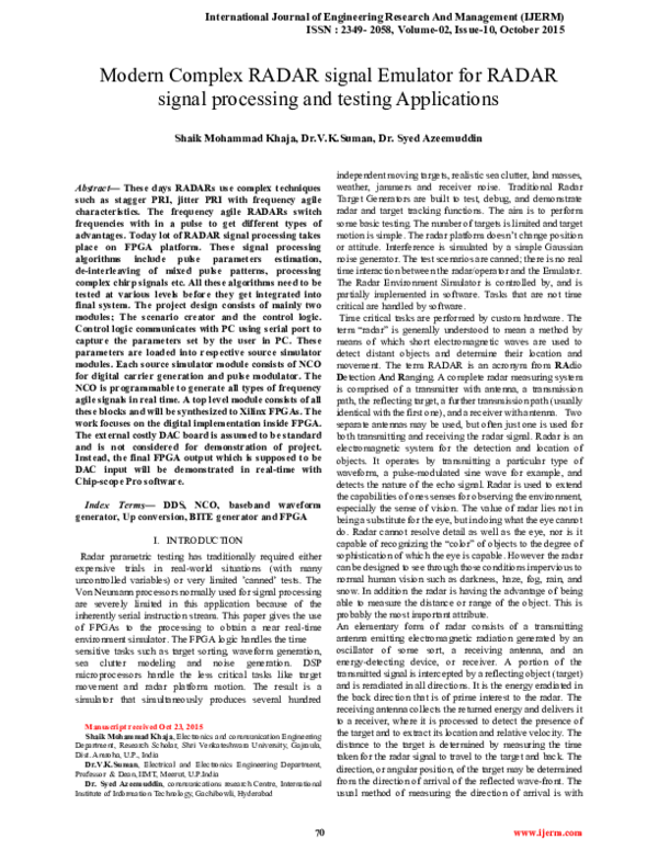 (PDF) Modern Complex RADAR signal Emulator for RADAR signal processing ...