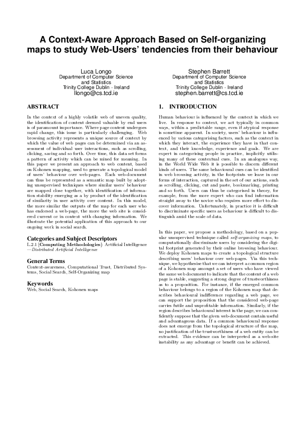 (PDF) A context-aware approach based on self-organizing maps to study web-users' tendencies from ...