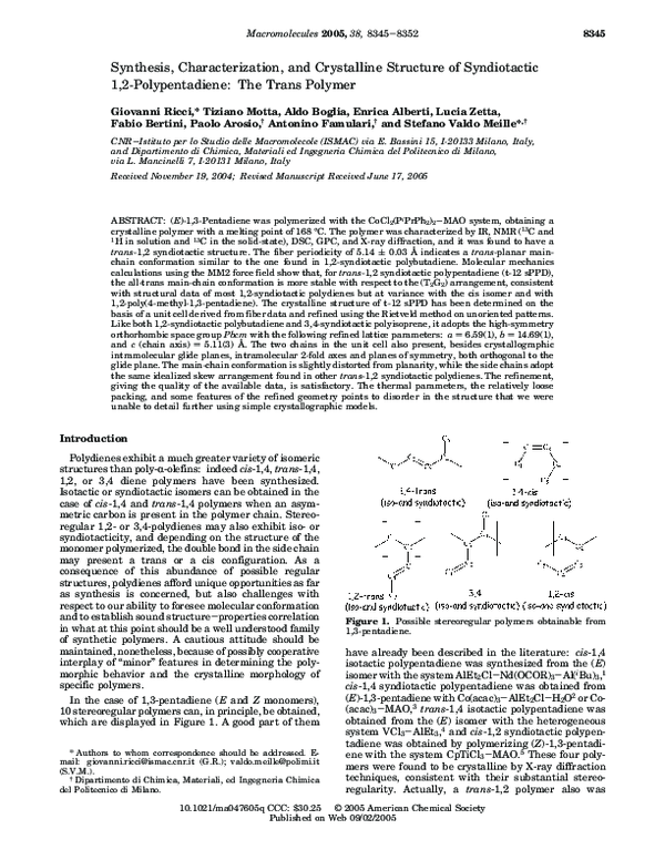 Synthesis, Characterization, and Crystalline Structure of Syndiotactic ...