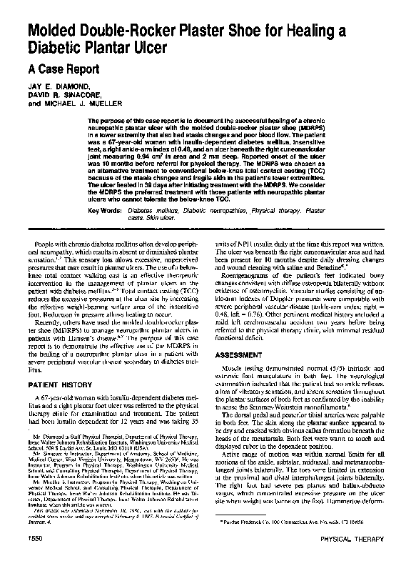 (PDF) Molded Double-Rocker Plaster Shoe for Healing a Diabetic Plantar ...