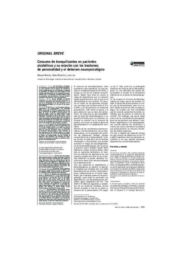 (PDF) Consumo de tranquilizantes en pacientes alcohólicos y su relación ...