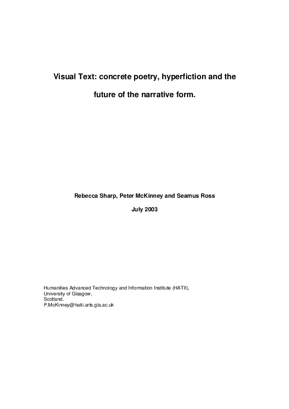 (PDF) Visual text: Concrete poetry, hyperfiction and the future of the ...