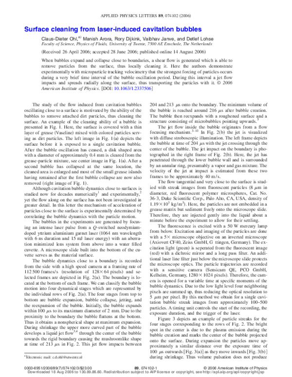 (PDF) Surface cleaning from laser-induced cavitation bubbles