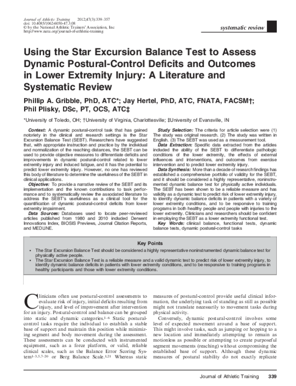 (PDF) Using the Star Excursion Balance Test to assess dynamic postural ...