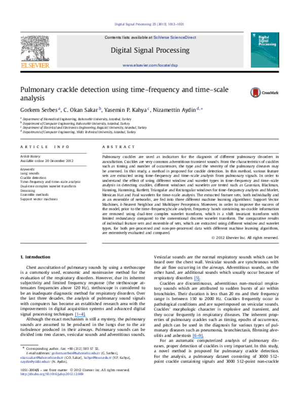 Pdf Pulmonary Crackle Detection Using Timefrequency And Timescale