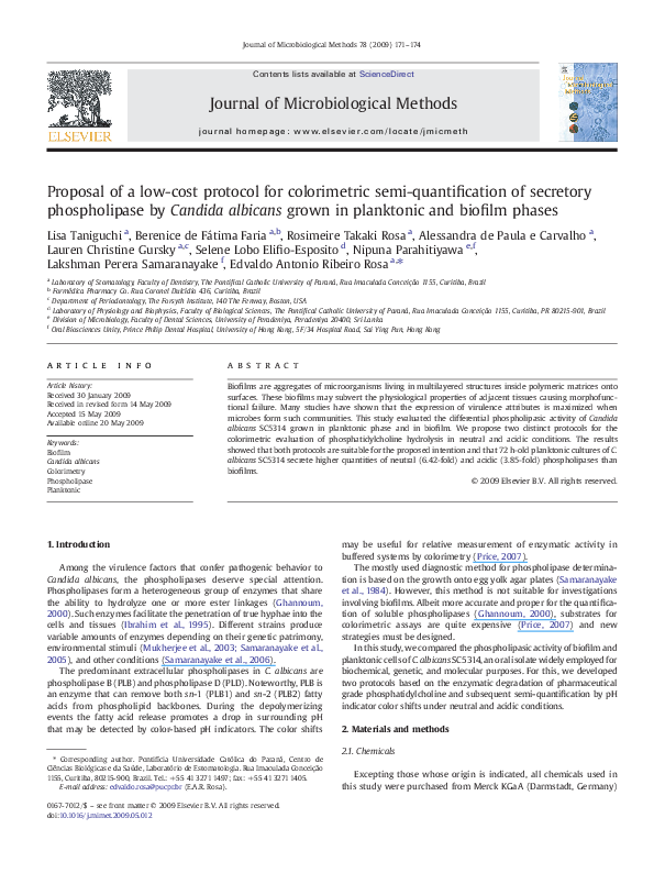 Pdf Proposal Of A Low Cost Protocol For Colorimetric Semi Quantification Of Secretory