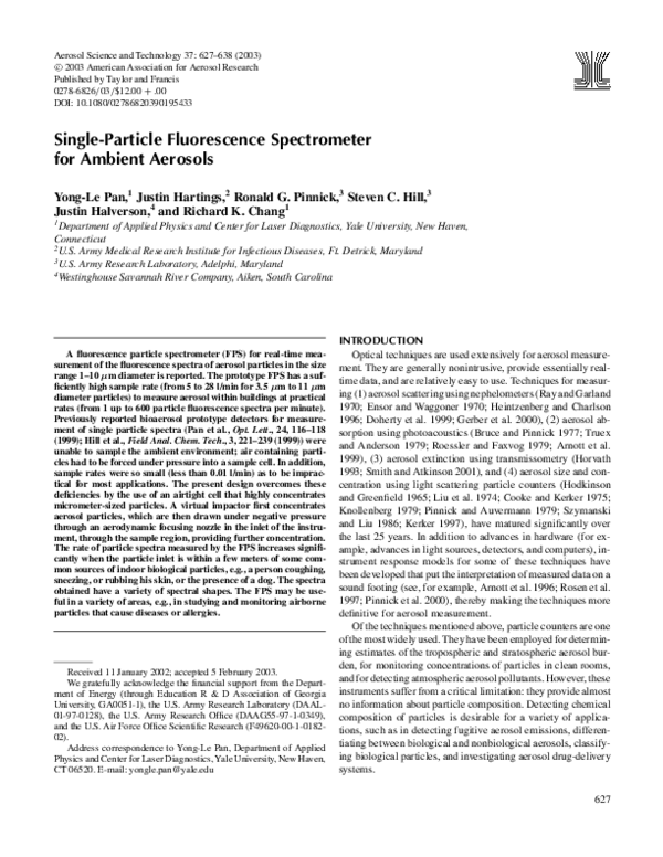 (PDF) Single-Particle Fluorescence Spectrometer for Ambient Aerosols