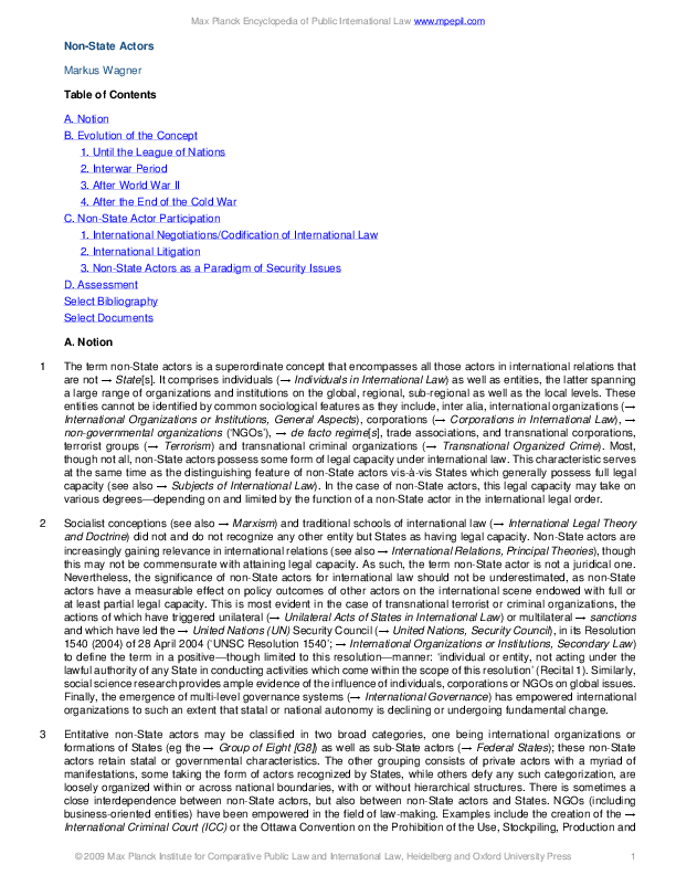 (PDF) THE IMPACT OF NON-STATE ACTORS ON WORLD POLITICS: A CHALLENGE TO ...