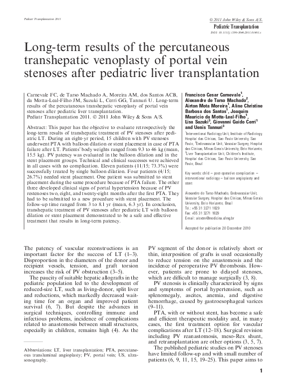 (PDF) Long-term results of the percutaneous transhepatic venoplasty of ...