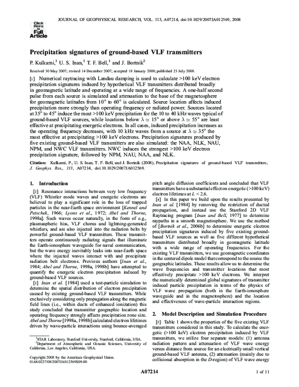 (PDF) Precipitation signatures of ground-based VLF transmitters
