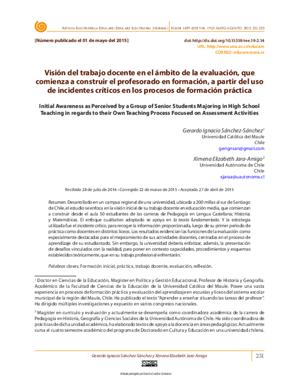 (PDF) Visión del trabajo docente en el ámbito de la evaluación, que ...