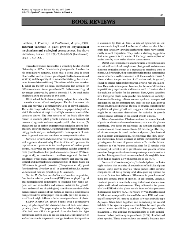 (PDF) Inherent Variation in Plant Growth: Physiological Mechanisms and ...