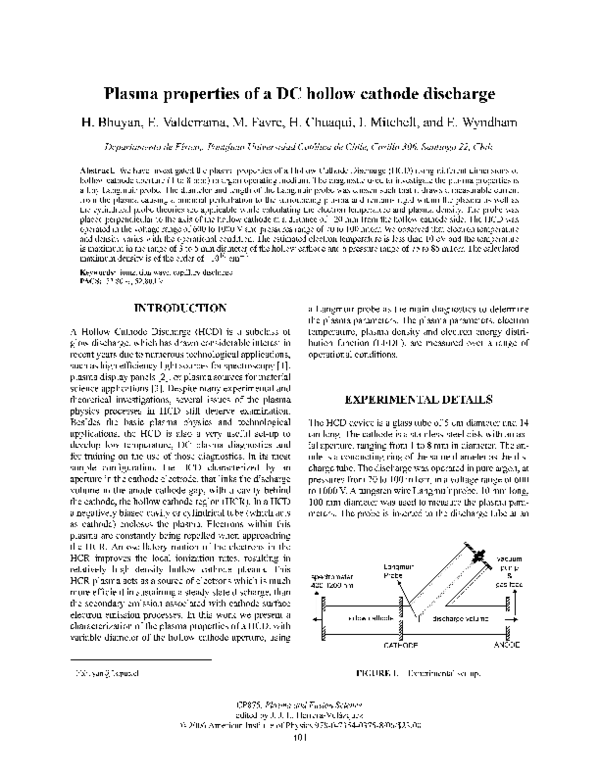 (PDF) Plasma properties of a DC hollow cathode discharge