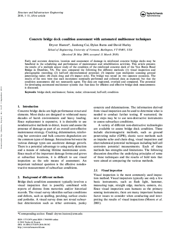(PDF) Concrete bridge deck condition assessment with automated multisensor techniques