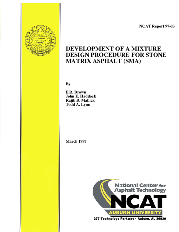 (PDF) DEVELOPMENT OF A MIXTURE DESIGN PROCEDURE FOR STONE MATRIX ...