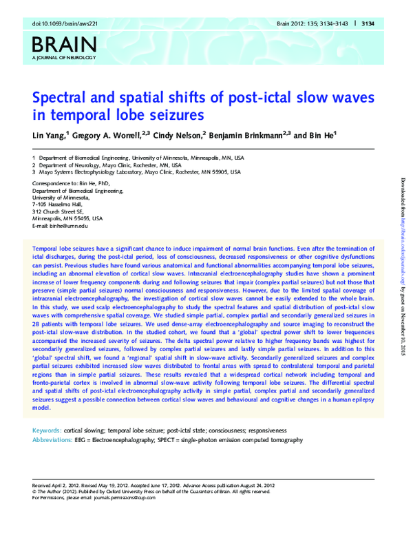 (PDF) Spectral and spatial shifts of post-ictal slow waves in temporal ...