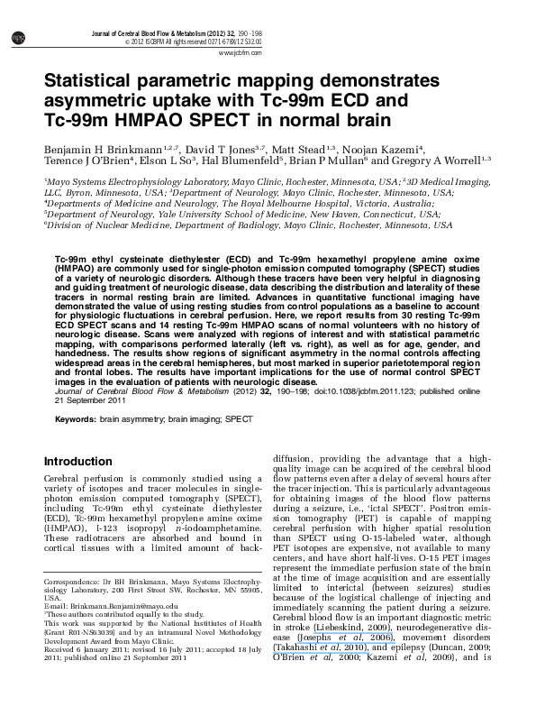 (PDF) Statistical parametric mapping demonstrates asymmetric uptake ...