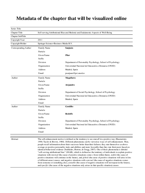 (PDF) Self-serving Attributional Bias and Hedonic and Eudaimonic Aspects of Well-Being