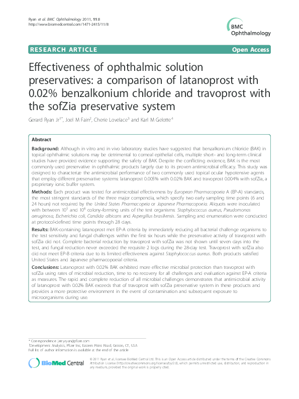 (PDF) Effectiveness of ophthalmic solution preservatives: a comparison ...