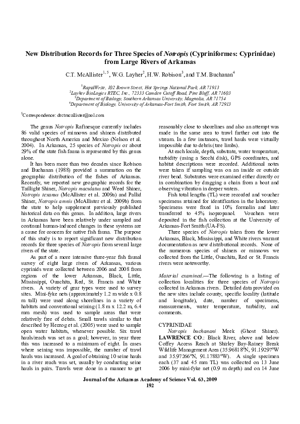 (PDF) New Distribution Records for Three Species of Notropis ...