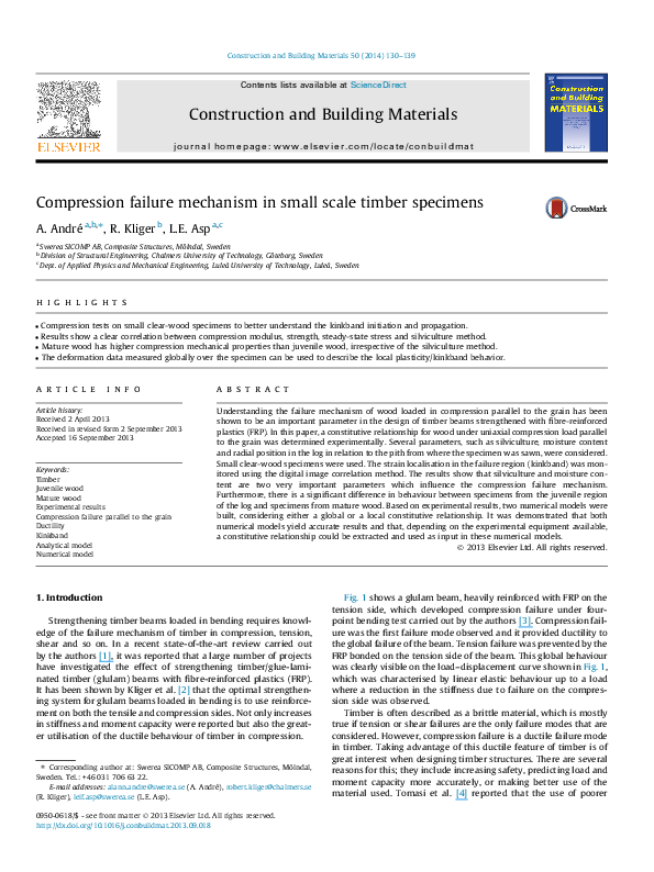 (PDF) Compression failure mechanism in small scale timber specimens