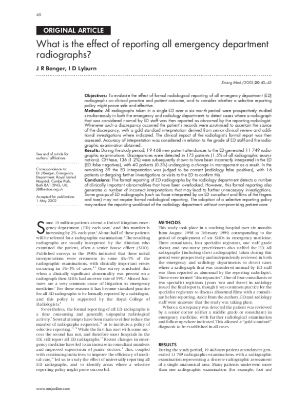 (PDF) What is the effect of reporting all emergency department ...