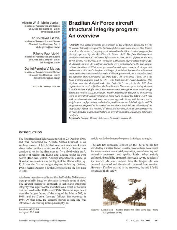 (PDF) Brazilian Air Force aircraft structural integrity program: an ...