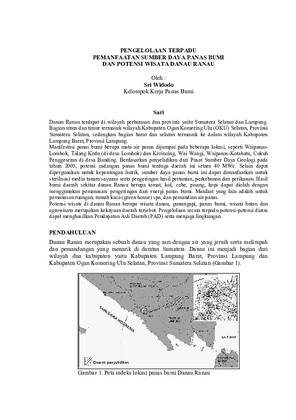 (PDF) 8. PROSPEK P-BUMI dan WISATA D-Ranau3 sri widodo