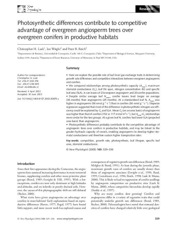 (PDF) Photosynthetic differences contribute to competitive advantage of ...