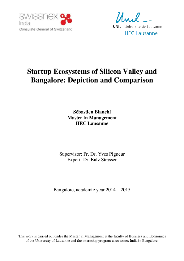 (PDF) Startup Ecosystems of Silicon Valley and Bangalore: Depiction and Comparison